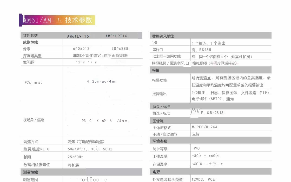 AM61/AM31-L9-T16 实时温度监测在线式热像仪 - 安徽安海能源科技